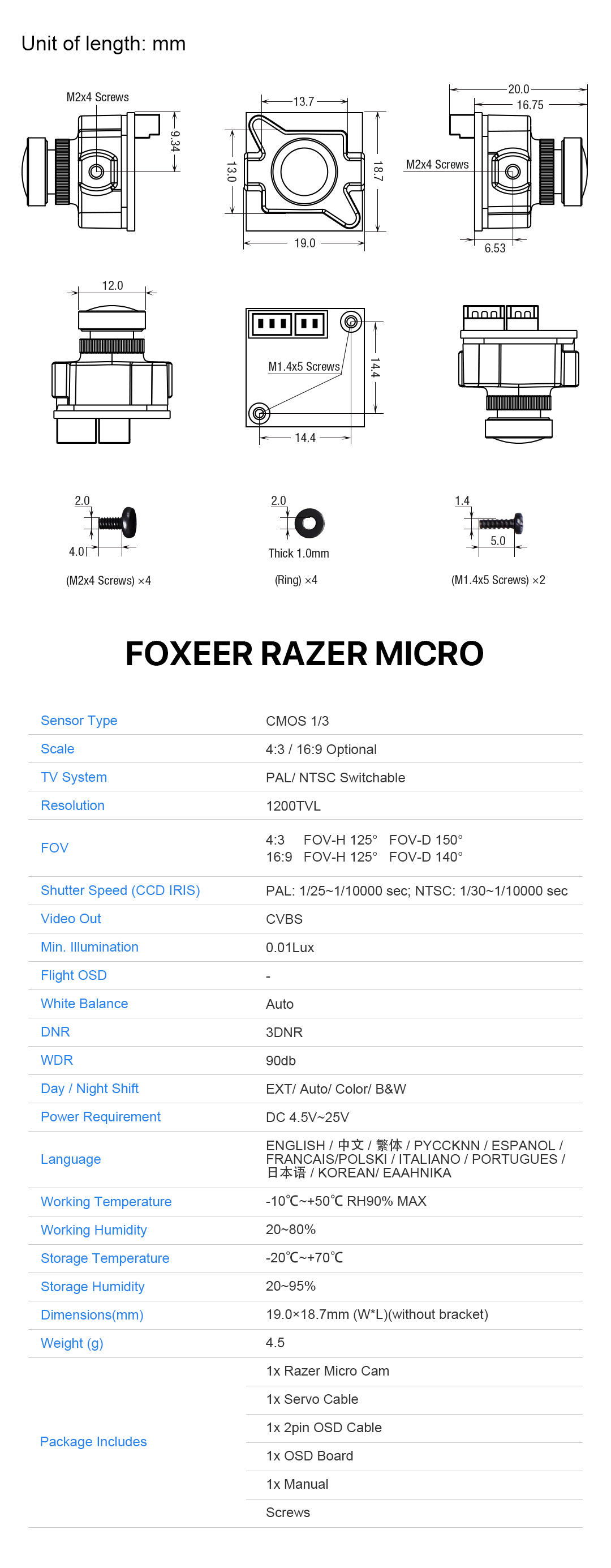 Caméra FPV FOXEER MICRO RAZER 1200TVL (4:3) – Vega FPV Shop www.dauch.fr
